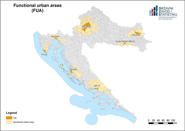 Državni zavod za statistiku - Functional urban areas (FUA)