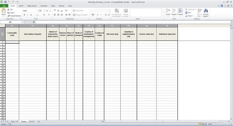 Državni zavod za statistiku - Intrastat excel obrazac- uputa za korištenje